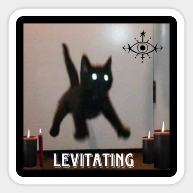 Black cat Levitating - Black Cats - Sticker | TeePublic